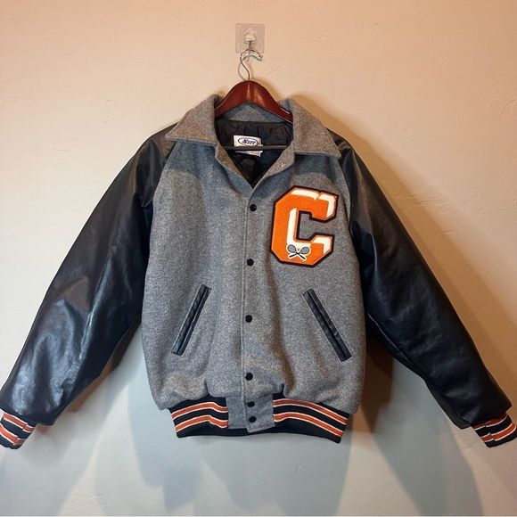 Vintage | Jackets & Coats | Vintage Varsity Letterman Bomber Jacket Tennis With C Letter | Poshmark
